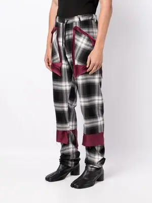 SULVAM Check-print Asymmetric Trousers - Black