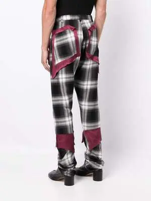 SULVAM Check-print Asymmetric Trousers - Black