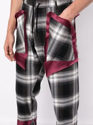 SULVAM Check-print Asymmetric Trousers - Black