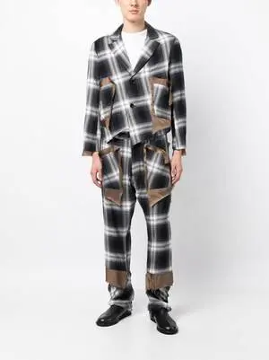 SULVAM Asymmetric Plaid-check Blazer