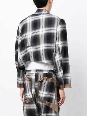 SULVAM Asymmetric Plaid-check Blazer