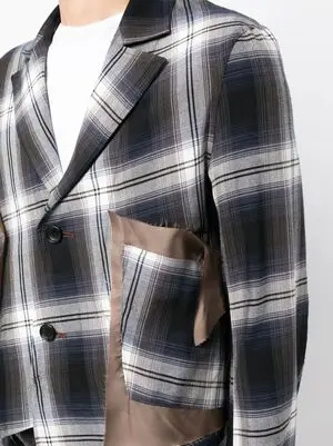 SULVAM Asymmetric Plaid-check Blazer