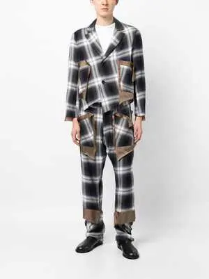 SULVAM Check-print Trousers - Blue