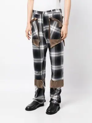 SULVAM Check-print Trousers - Blue