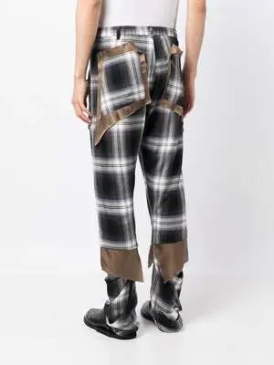 SULVAM Check-print Trousers - Blue