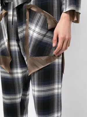 SULVAM Check-print Trousers - Blue