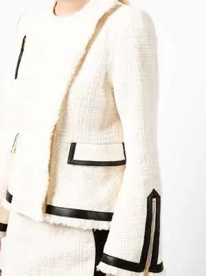 MAME KUROGOUCHI Long-sleeve Tweed Biker Jacket