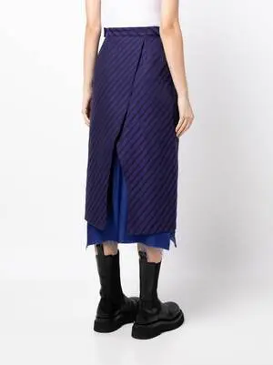 SULVAM Raw-hem Striped Skirt