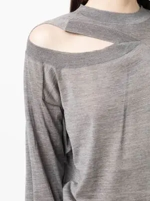 Stella McCartney Fine-knit Cut-out Jumper - Grey