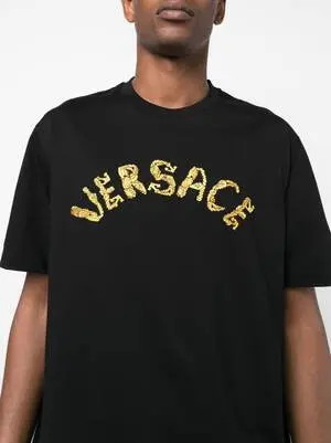 Versace Seashell Baroque Cotton T-shirt - Black