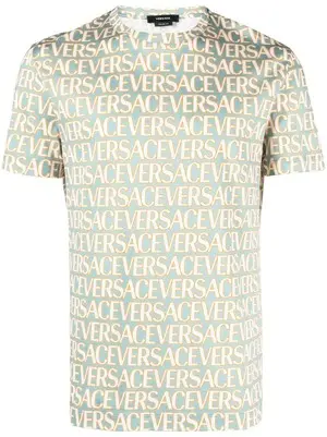 Versace Allover Cotton T-shirt Blue