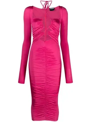 Versace Cut-out Lace-up Midi Dress - Pink