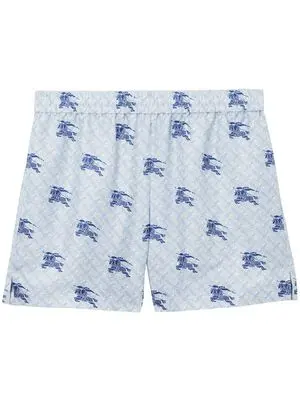 Burberry Tb-monogram Silk Shorts - Blue