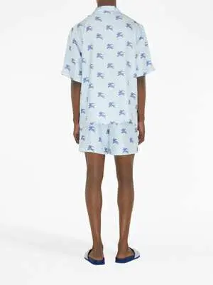 Burberry Tb-monogram Silk Shorts - Blue