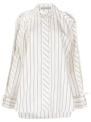 PALMER//HARDING Palmer//Harding Stripe-Print Lace-Up Shirt