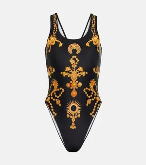 MARINE SERRE Printed Swimsuit - Black