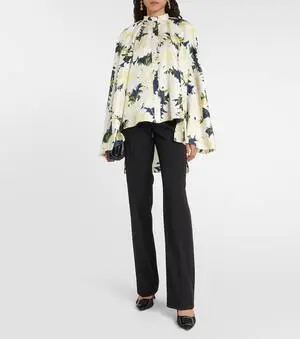 Oscar De La Renta Floral Blouse - White