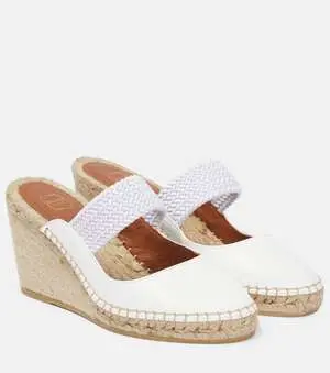 MALONE SOULIERS Siena 70 Leather Espadrille Wedges - White