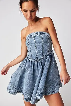 Free People Candace Corset Mini Dress By - Frost | Editorialist