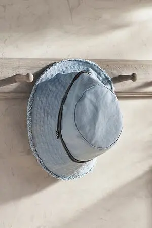 TERRAIN Fringed Cotton Bucket Hat Blue