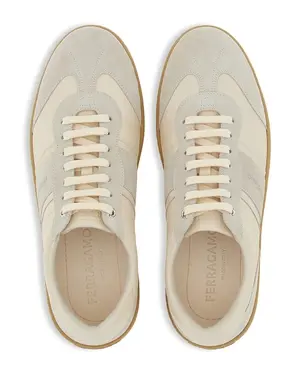 FERRAGAMO Achille Lace Up Leather Sneakers - Mascarpone