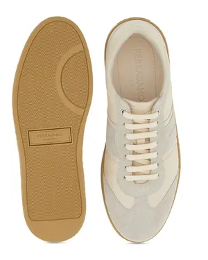 FERRAGAMO Achille Lace Up Leather Sneakers - Mascarpone