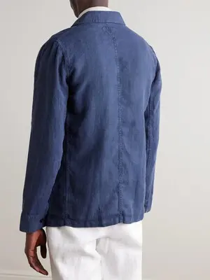 Portuguese Flannel Labura Slim-fit Linen Jacket - Blue