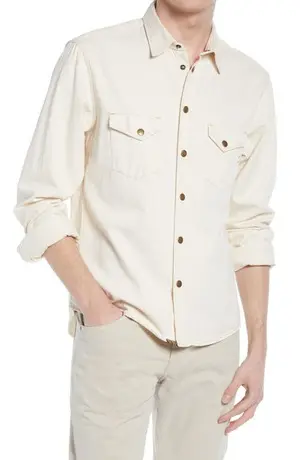 Billy Reid Organic Cotton Denim Button-up Shirt - Natural
