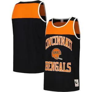 Mitchell & Ness Orange Cincinnati Bengals Heritage Colorblock Tank Top - Black