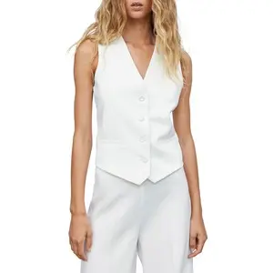 Mango V-neck Waistcoat - Off White
