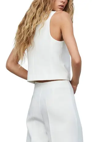 Mango V-neck Waistcoat - Off White