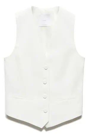 Mango V-neck Waistcoat - Off White