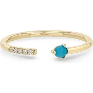 Zoe Chicco 14k Gold, Diamond & Turquoise Open Ring - 14k Yellow Gold