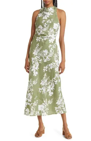 Reformation Casette Floral Print Linen Maxi Dress In Willow - 40% Off |  Editorialist