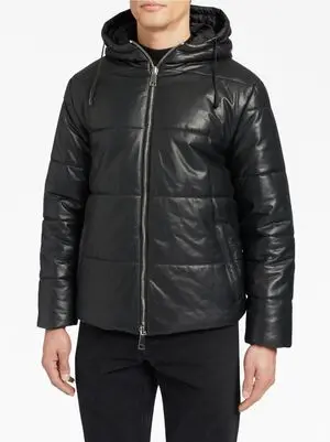 GIUSEPPE ZANOTTI Leather Puffer Jacket - Black