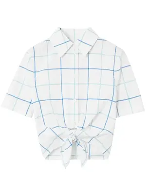 Burberry Checked Cropped Shirt - White