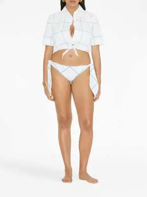 Burberry Checked Cropped Shirt - White