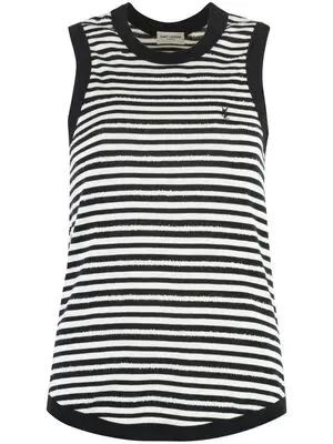 Saint Laurent Striped Tank Top - Black