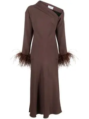 16Arlington Adelaide Feather-trim Midi Dress