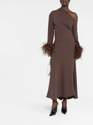 16Arlington Adelaide Feather-trim Midi Dress