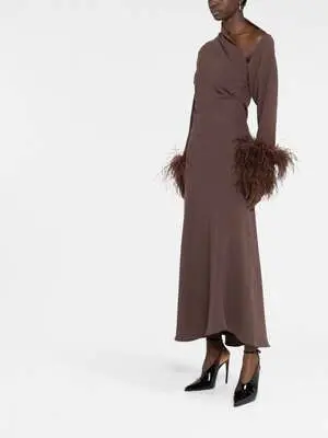 16Arlington Adelaide Feather-trim Midi Dress