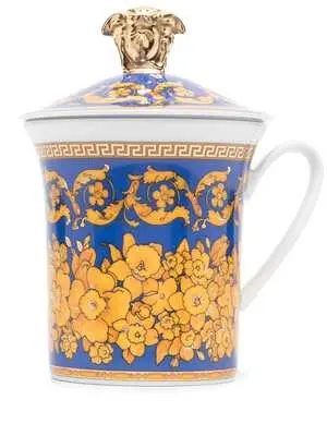 Versace X Rosenthal Floralia Porcelain Mug - Blue