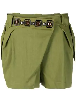 Alberta Ferretti Stone-detailing Low-rise Mini Shorts