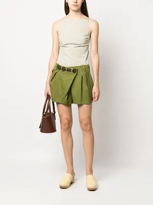 Alberta Ferretti Stone-detailing Low-rise Mini Shorts