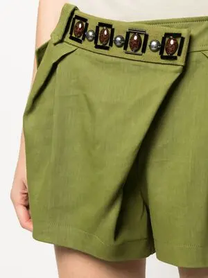 Alberta Ferretti Stone-detailing Low-rise Mini Shorts