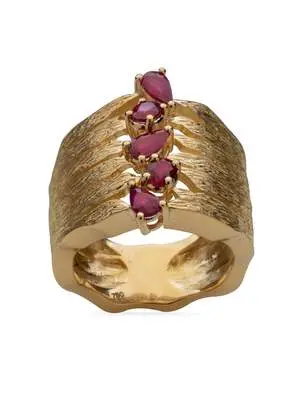 GAELLE KHOURI 18kt Yellow Cô;te À Cô;te Ruby Ring