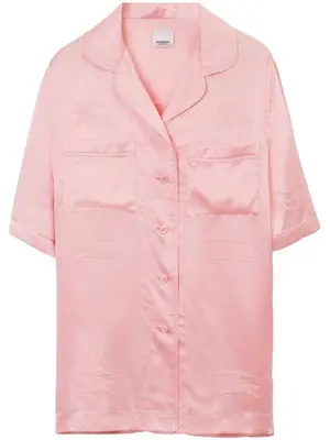 Burberry Ekd Jacquard Silk Pyjama Shirt - Pink