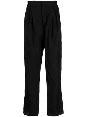 SAPIO Pleat-detail Straight-leg Trousers - Black