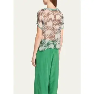 Giorgio Armani Abstract Leopard Print Sheer Blouse