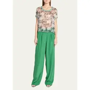 Giorgio Armani Abstract Leopard Print Sheer Blouse